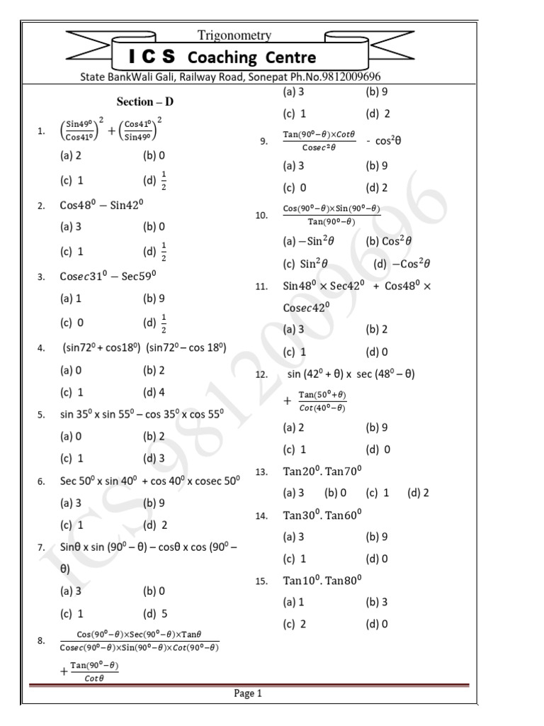 Trigonometry Section D Merged | PDF | Mechanics | Functions And Mappings