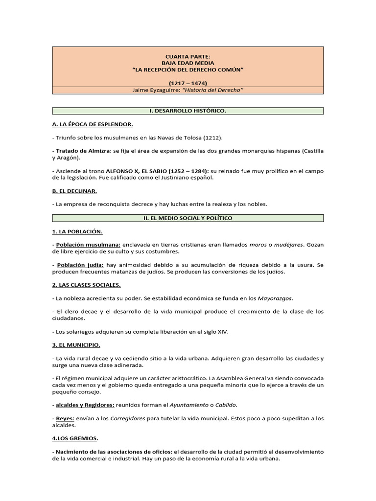 Baja Edad Media - La Recepción Del Derecho Común | PDF | Ley romana ...