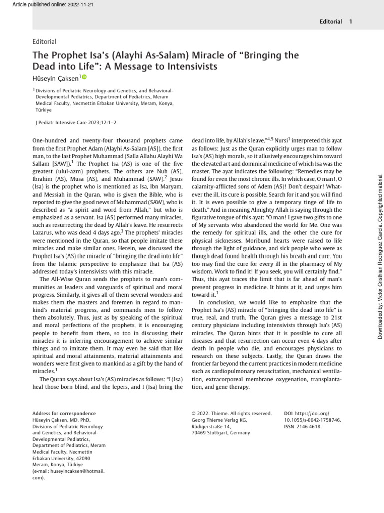 The Prophet Isa's (Alayhi As-Salam) Miracle of "Bringing The | PDF ...