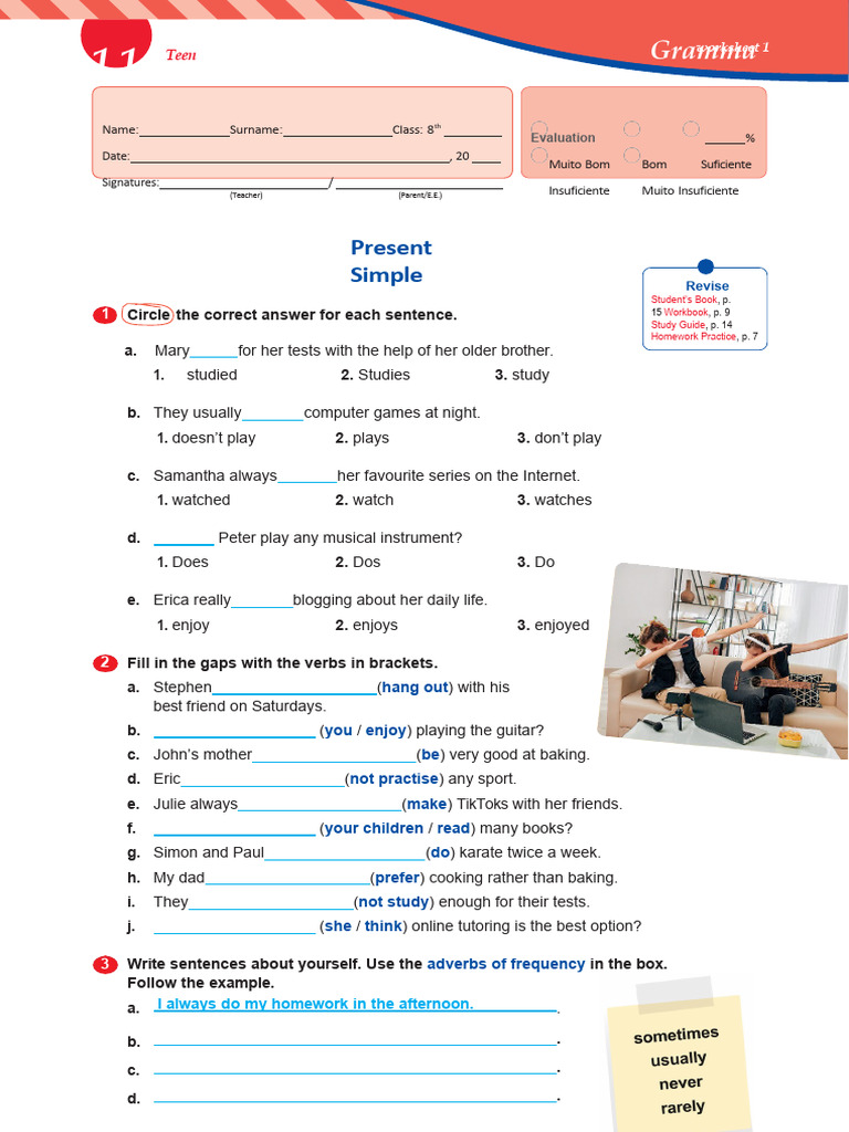 1 Worksheet Present Simple | PDF | Syntax | Grammar