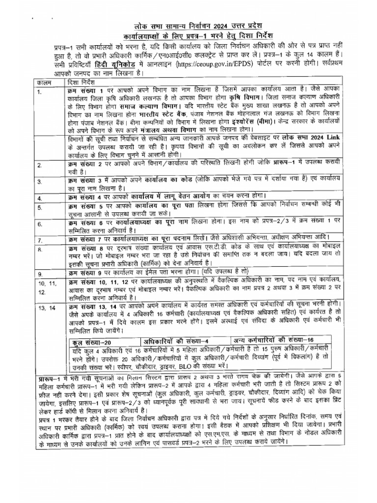 Instructions to Fill Form-For Election | PDF