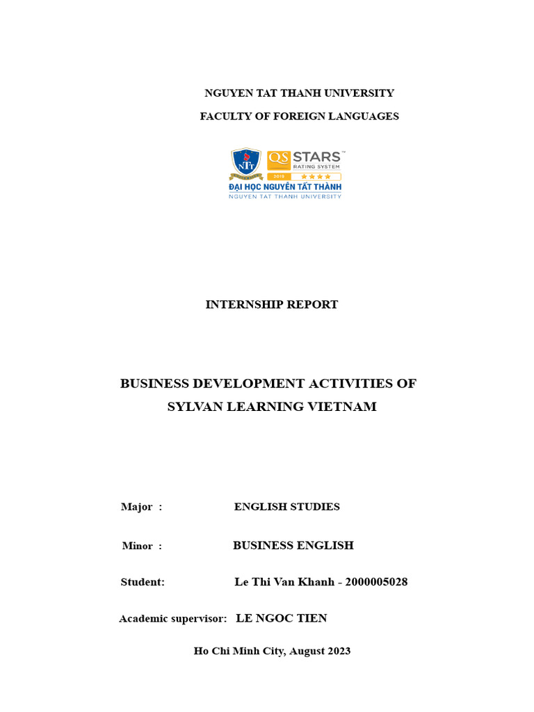Internship Report - Le Thi Van Khanh | PDF | Marketing | Sales