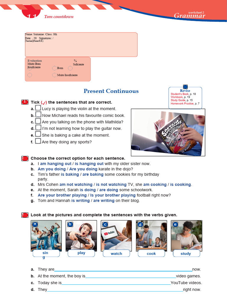 EI Grammar Worksheet - Present Continuous | PDF | Linguistics