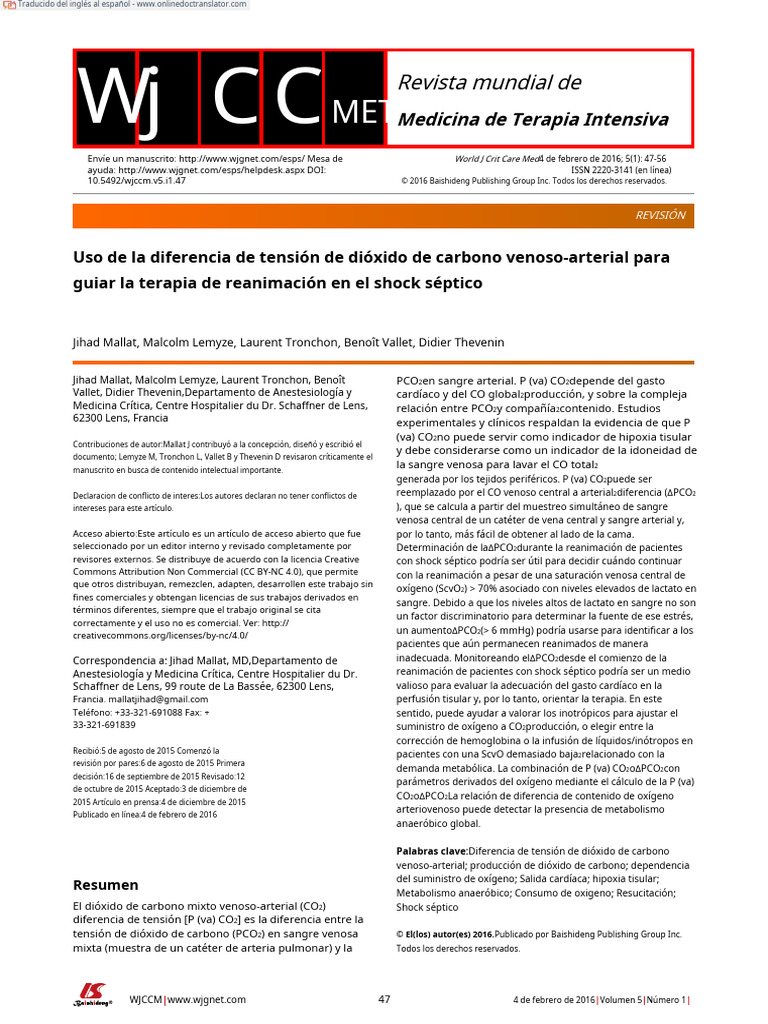 Delta de Pco2 en La Reanimacion en Shock 2016 Muy Bueno - En.es | PDF ...