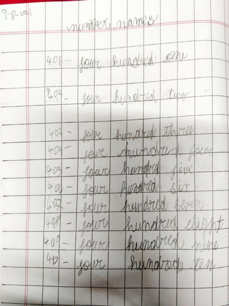 Number Names 401-500 | PDF