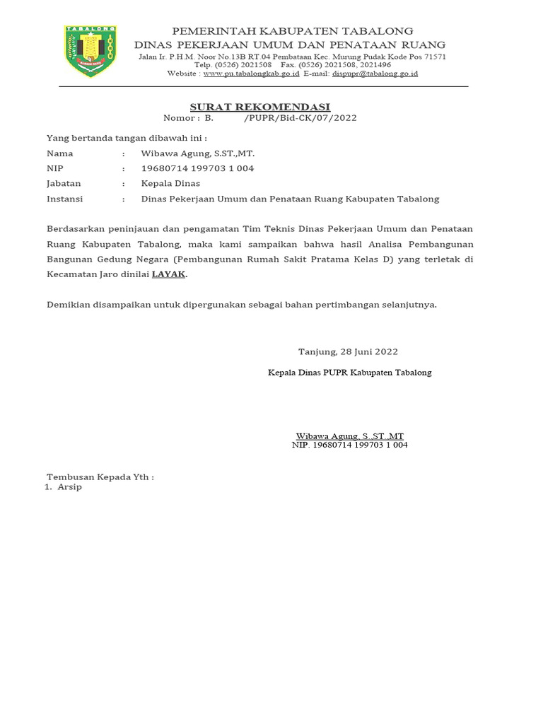 Surat Studi Kelayakan Pupr | PDF