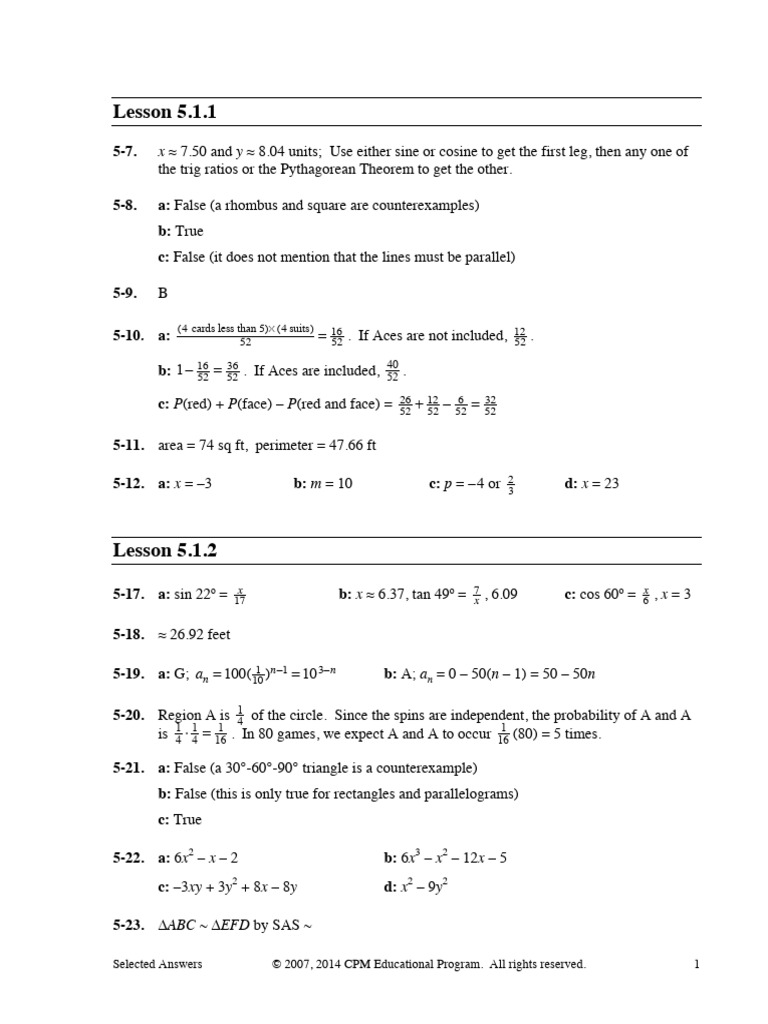 Chapter 5 PTL Answers | PDF | Trigonometric Functions | Euclidean Plane Geometry