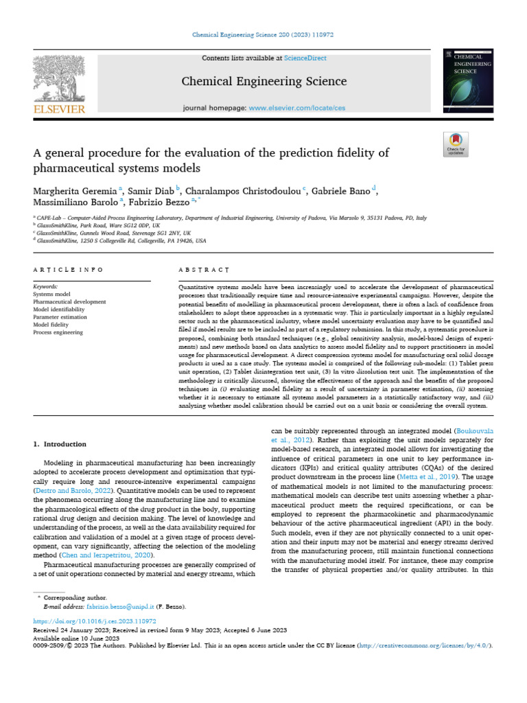A General Procedure For The Evaluation of The Prediction Fidelity of Pharmaceutical Systems ...