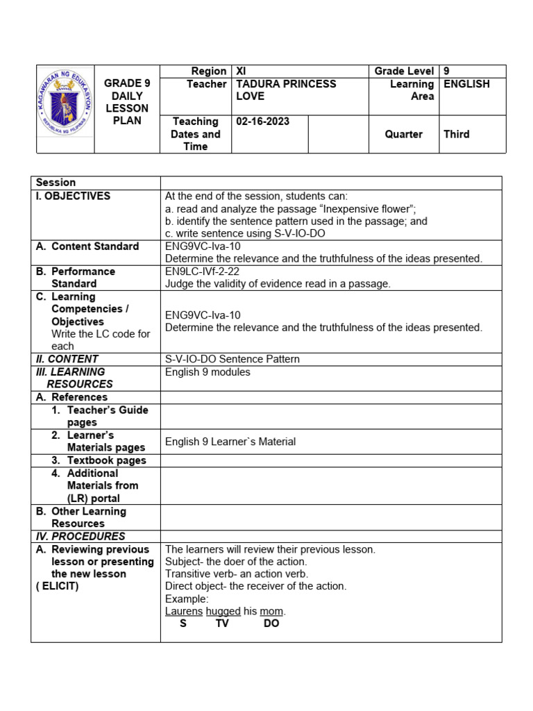 1 ENGLISH Demo | PDF | Learning | Object (Grammar)