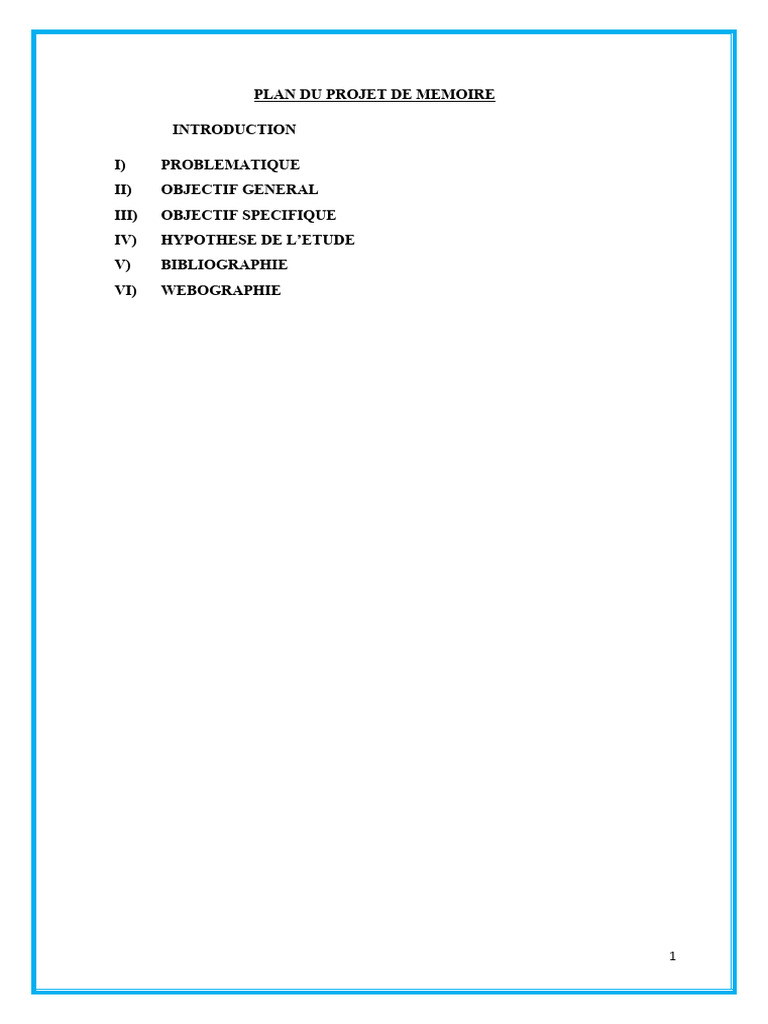 Plan Du Projet de Memoire | PDF | la communication | Informations