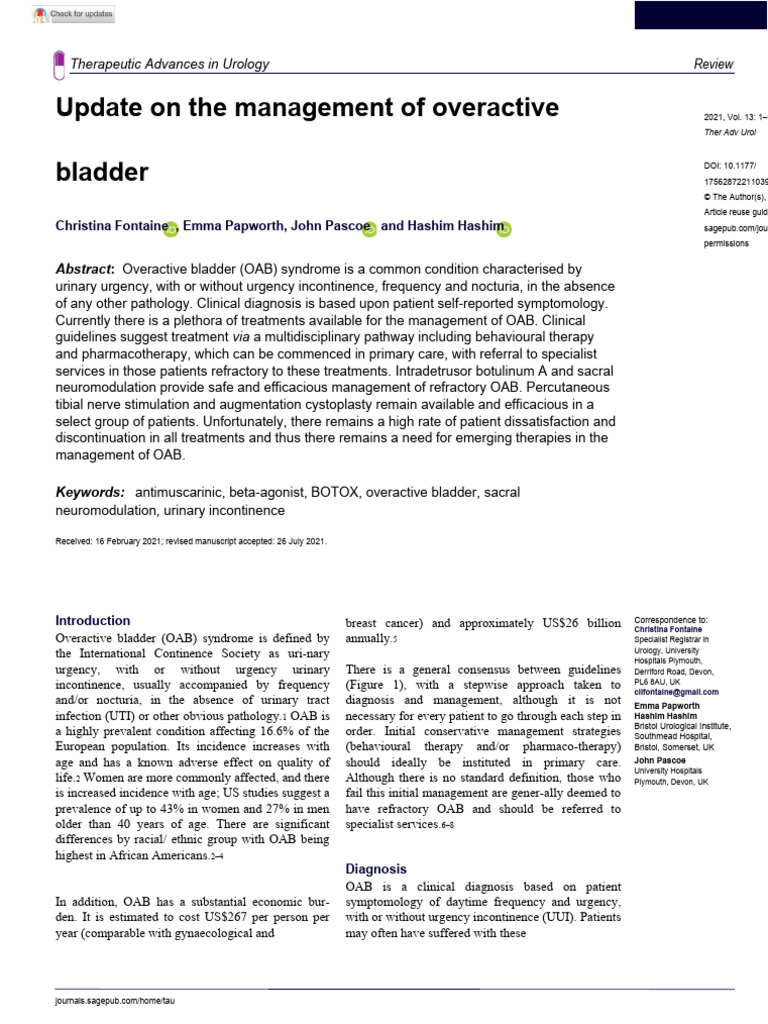 Overactive Bladder 3 | PDF | Urinary Incontinence | Health Care
