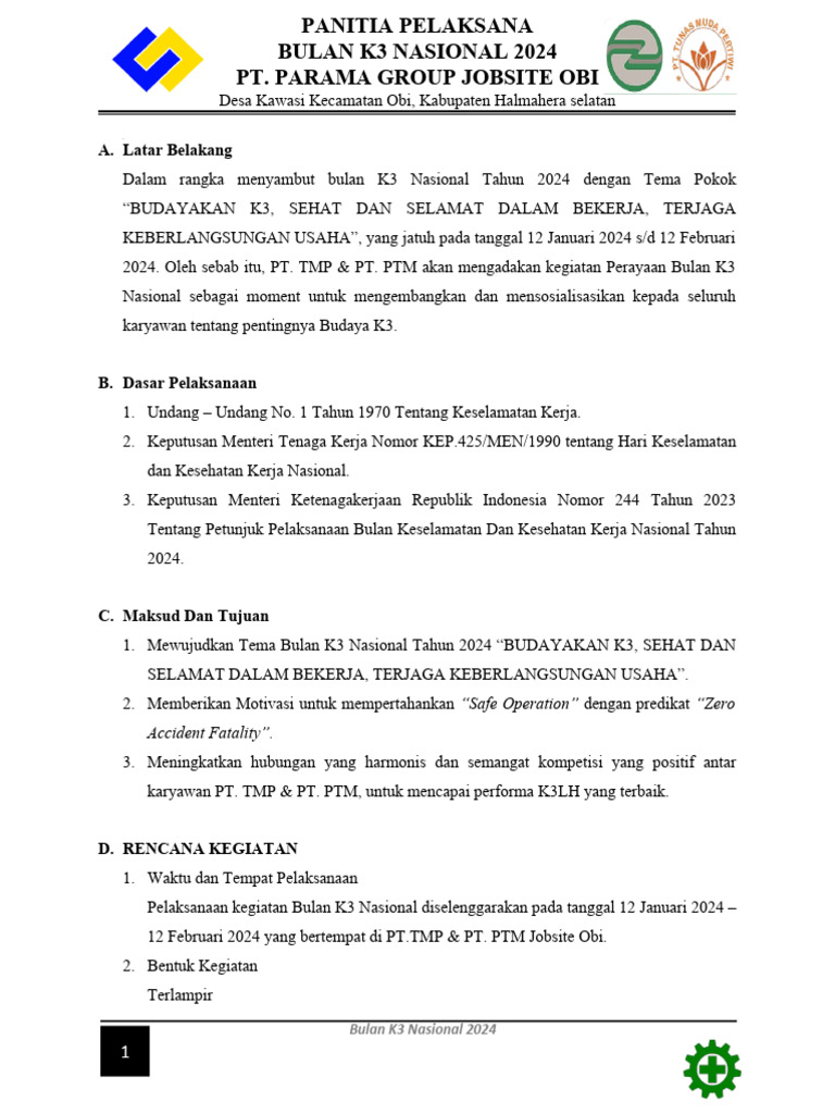 Proposal Bulan K3 2024 | PDF