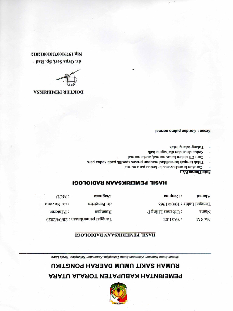 Surat Keterangan Radiologi | PDF