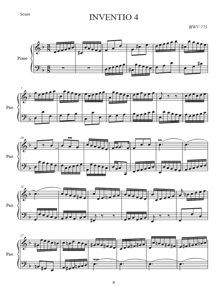 Inventio 4 - Score | PDF | Compositions For Keyboard