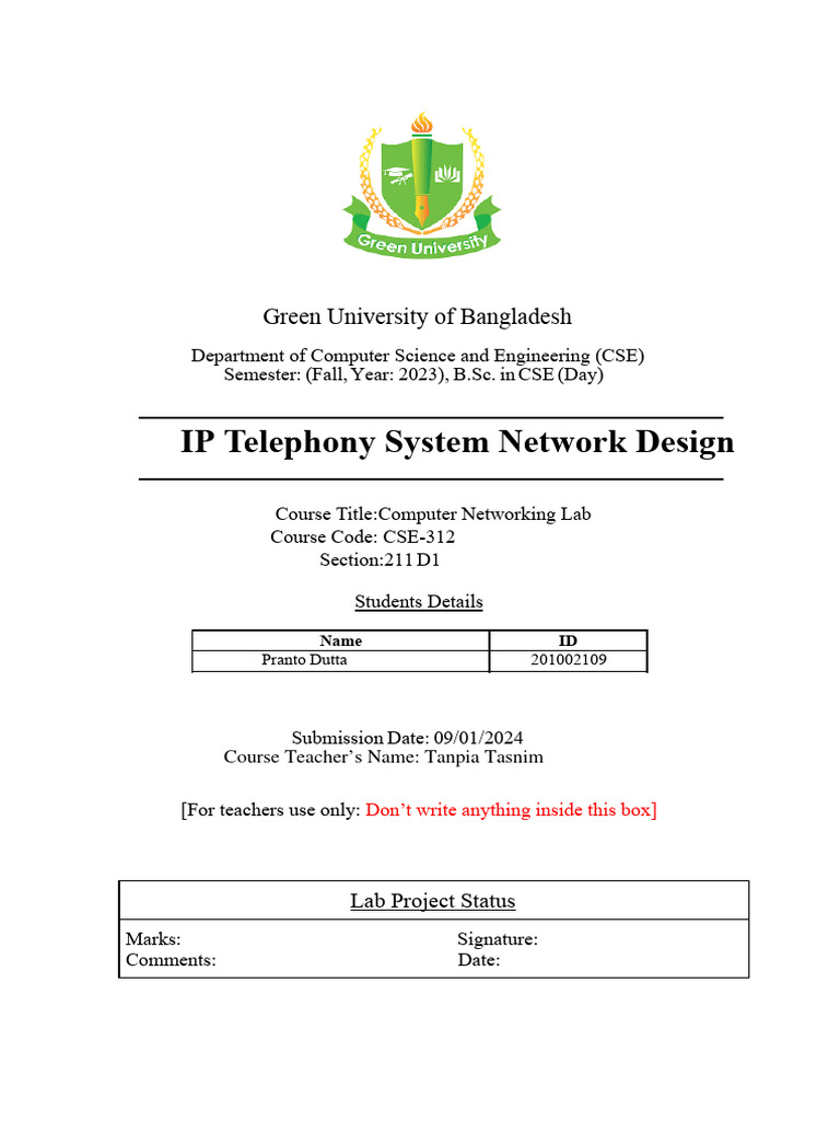 Lab Project Report Computer Networking Lab | Download Free PDF | Voice Over Ip | Computer Network