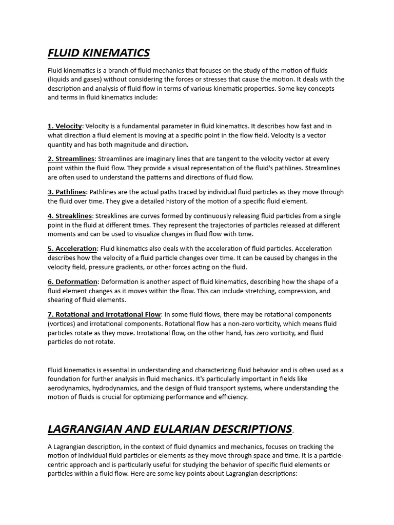 Module 2- Kinematics | PDF | Fluid Mechanics | Kinematics