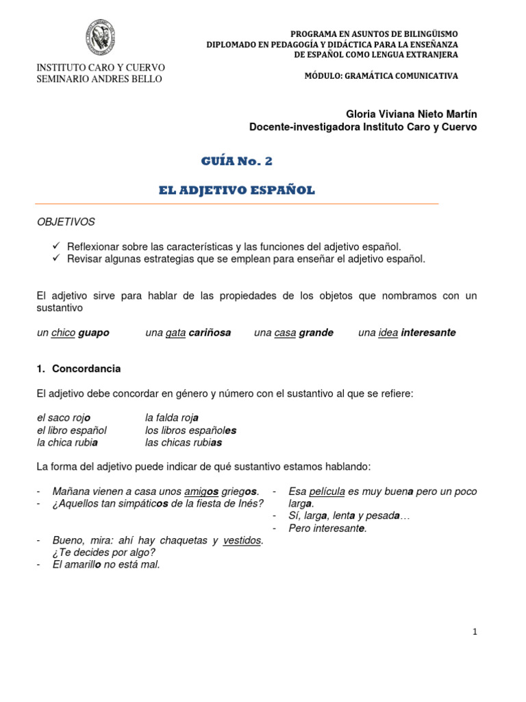 El Adjetivo | PDF | Adjetivo | Adverbio