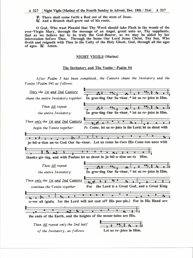 Medieval Monastic Psalter Advent 4 01.01 Matins To None Office Propers ...