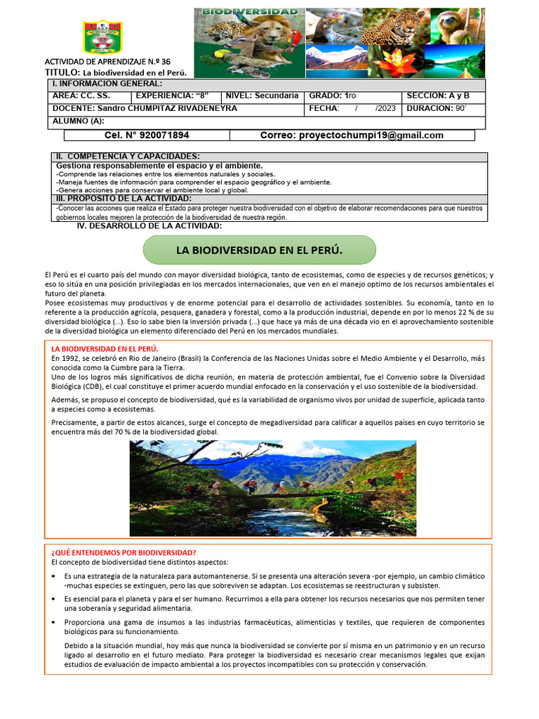 1ro Activ 36 Ccss | PDF | Biodiversidad | Entorno natural