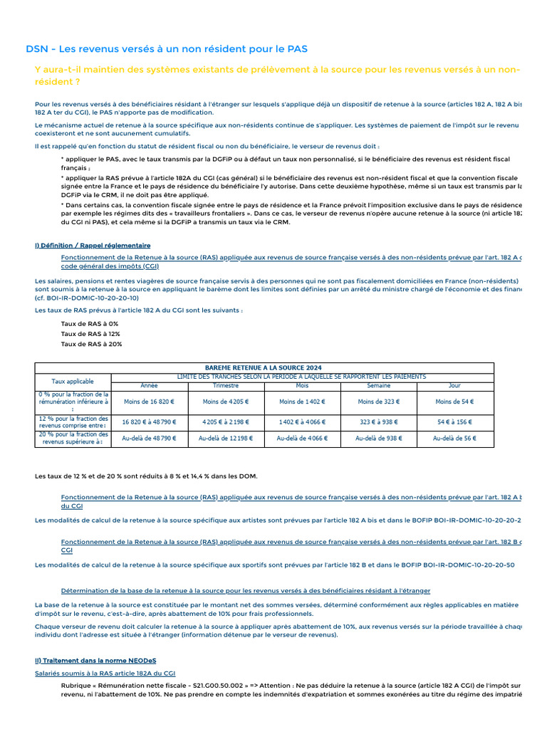 Retenue à la source pour non-résidents | PDF