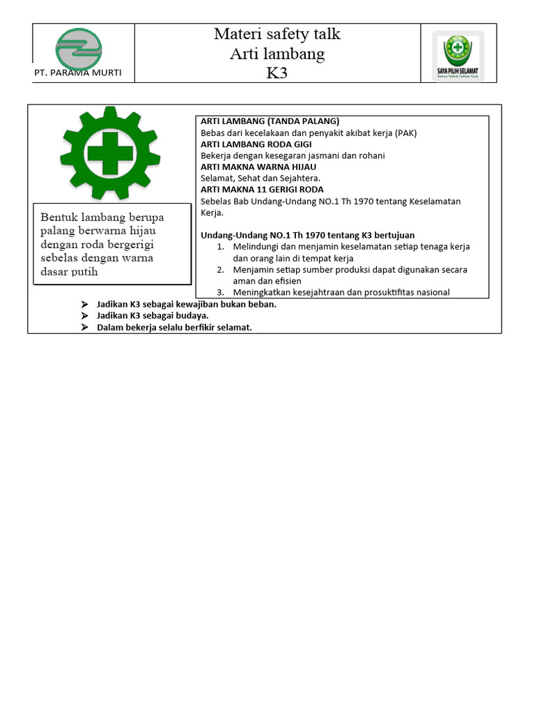1.materi Tentang Arti Lambang K3 | PDF