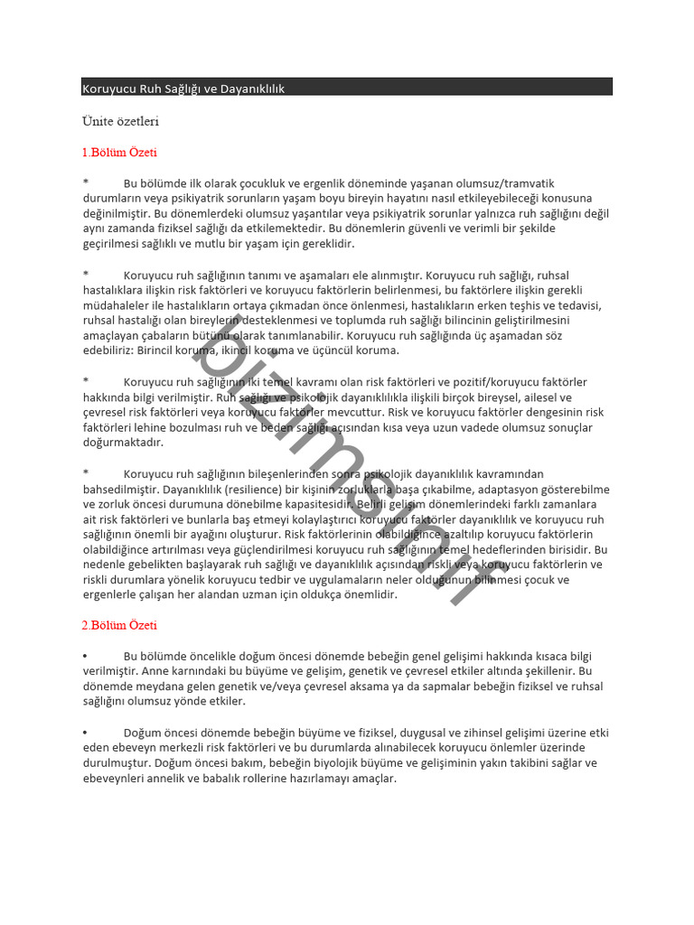 Koruyucu Ruh Sag Ål G Å Ve Dayan Kl L K O Êzetleri Pdf