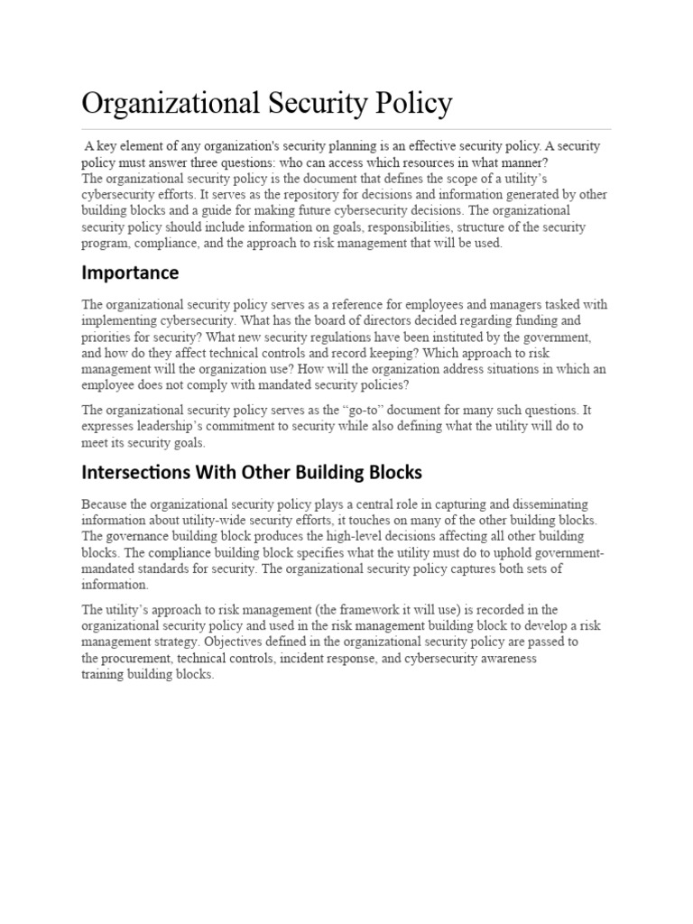 Organizational Security Policy | PDF | Computer Security | Security Organizational Security Policy | PDF | Computer Security | Security