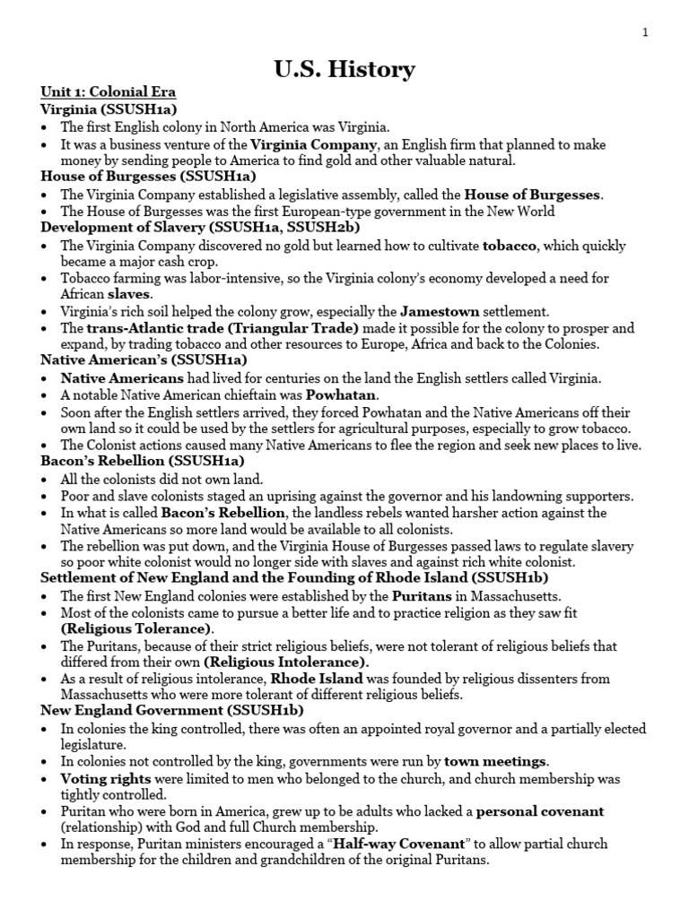 US History Master Notes | PDF