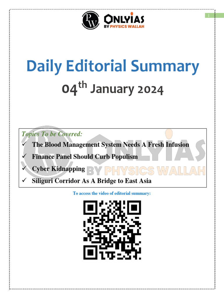 04 January 2024_Daily Editorial Summary_English_Jitendra Kumar | PDF | Economies