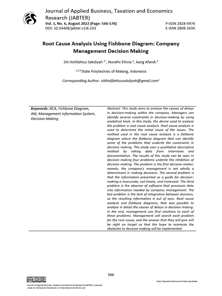 Root Cause Analysis Using Fishbone Diagram Company | PDF | Decision Making | Methodology