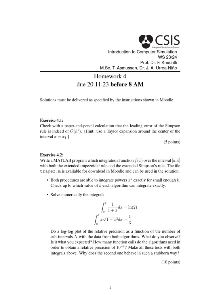 Sheet 4 | PDF | Integral | Algorithms
