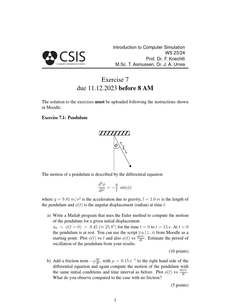 Sheet 7 | PDF | Pendulum | Physical Quantities