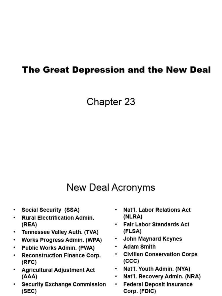 Chapter 23 - The Great Depression and New Deal.ppt (1) | PDF | New Deal ...
