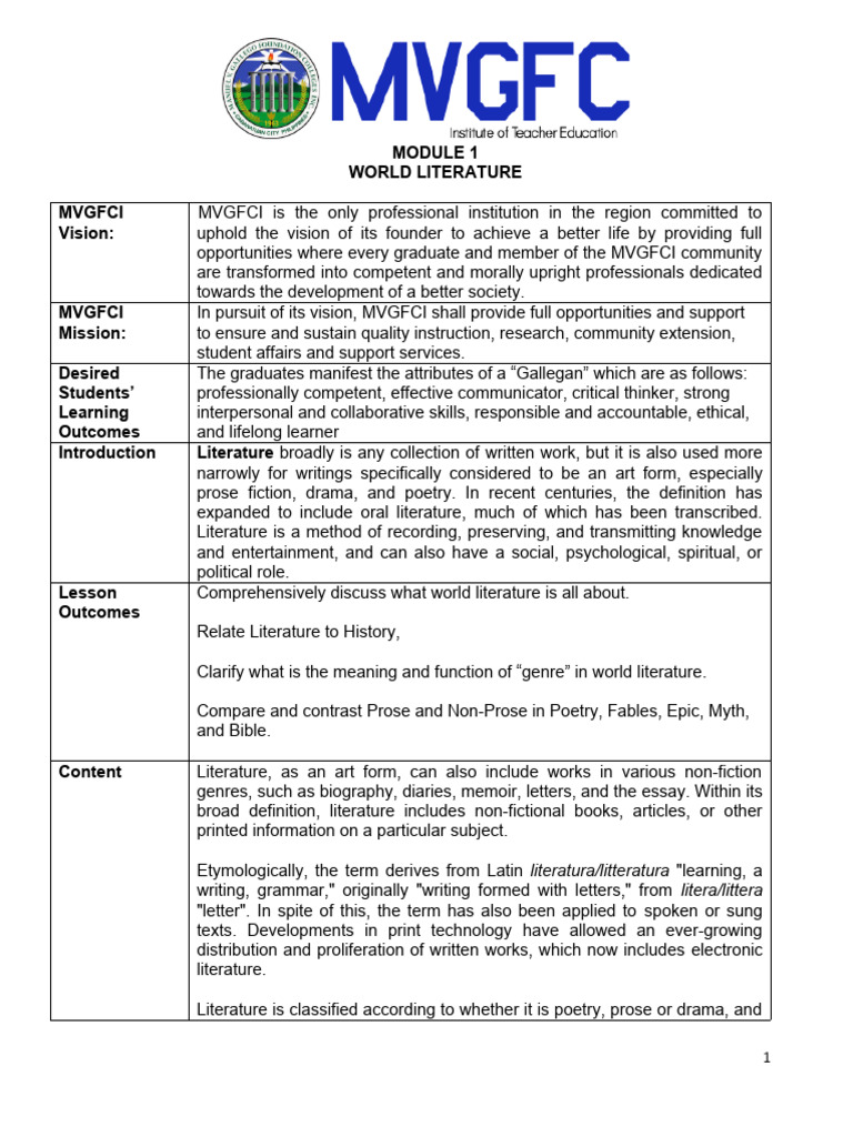 Module 1 | PDF | Oral Tradition | Writing