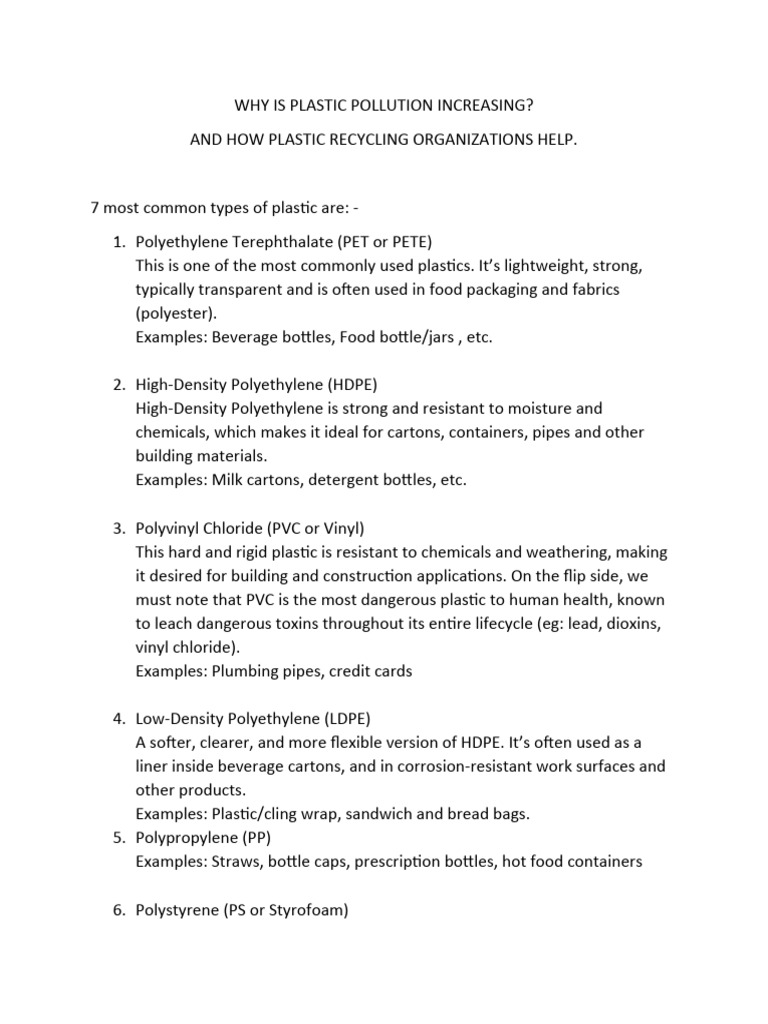 the 7 most common types of plastic are | PDF the 7 most common types of plastic are | PDF