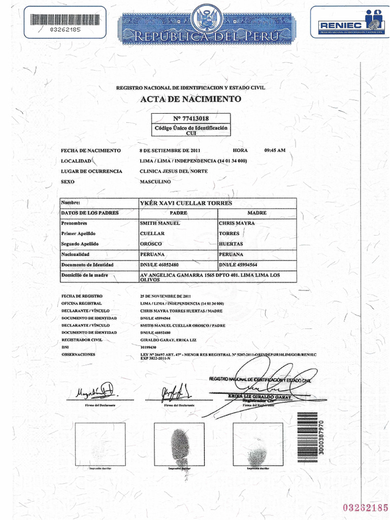 Partida Nac - Yker | PDF