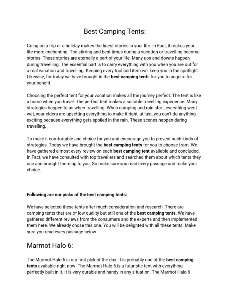 Best Camping Tents | PDF | Tent | Camping