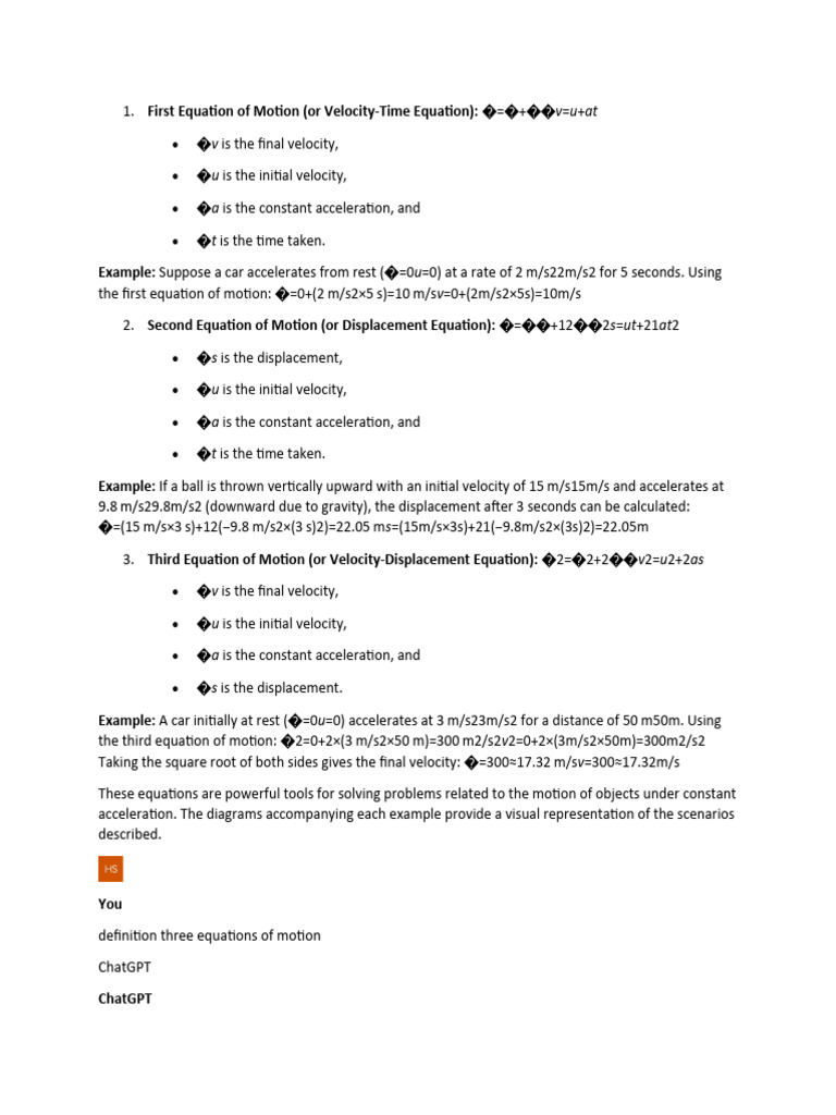 First Equation of Motion | PDF | Velocity | Acceleration