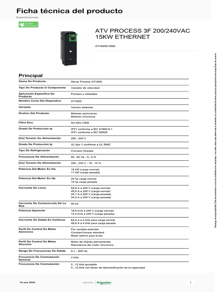 Schneider Electric - Altivar-Process-600 - ATV630D15M3 | PDF | Relé ...