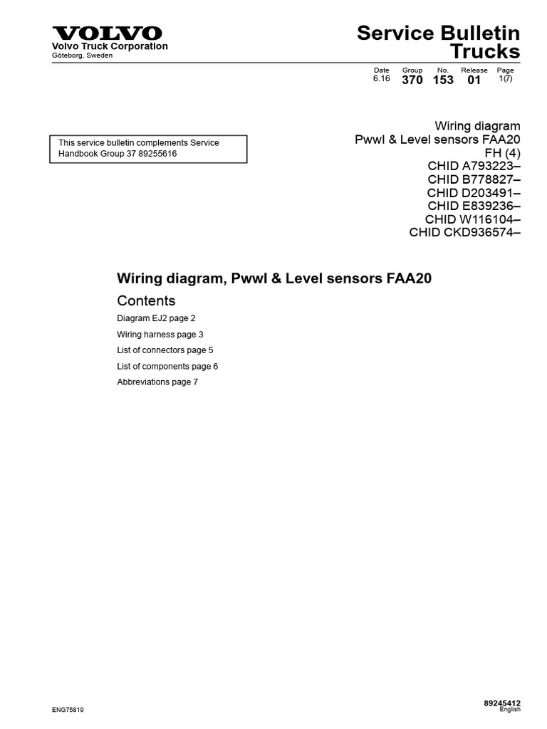 Volvo Truck Wiring Diagram & Sensors Guide | PDF | Manufactured Goods ...