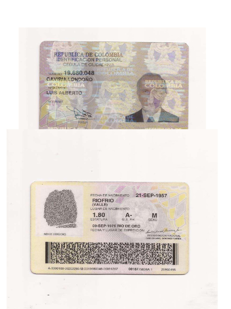 Cedula Luis Gaviria | PDF