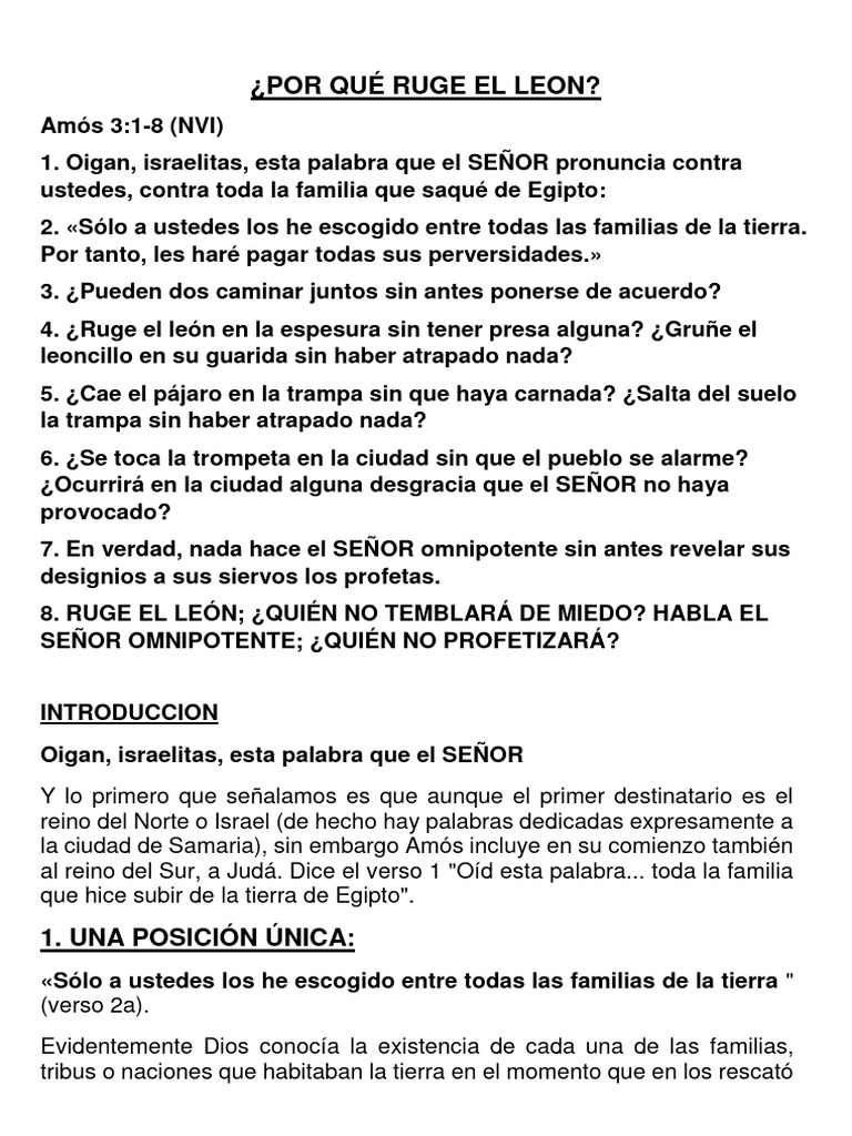 El Rugido del León: Mensaje de Amós | PDF
