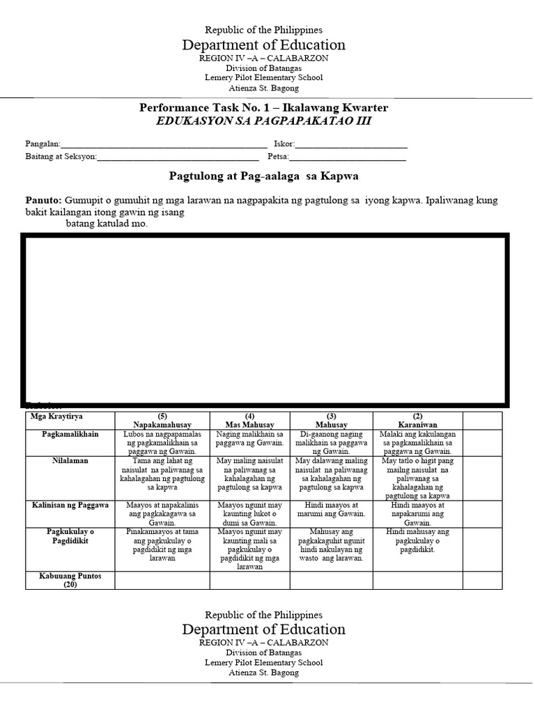 Esp Performance Task Quarter 2 1 | PDF