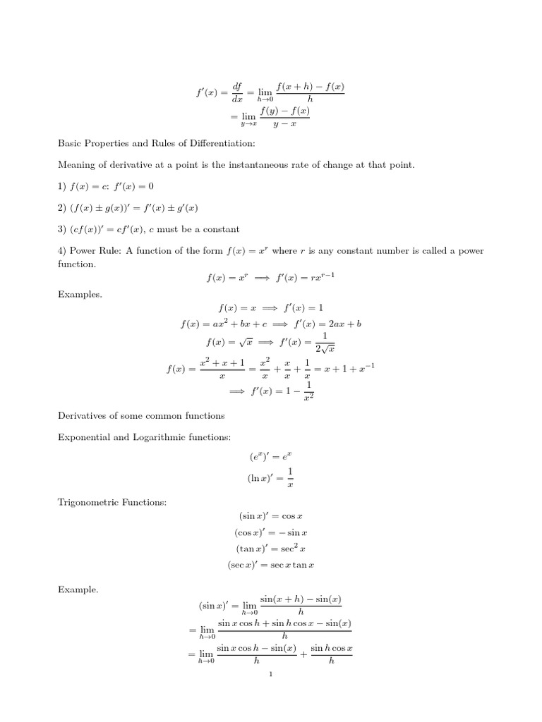 Differention | PDF | Trigonometric Functions | Differential Calculus