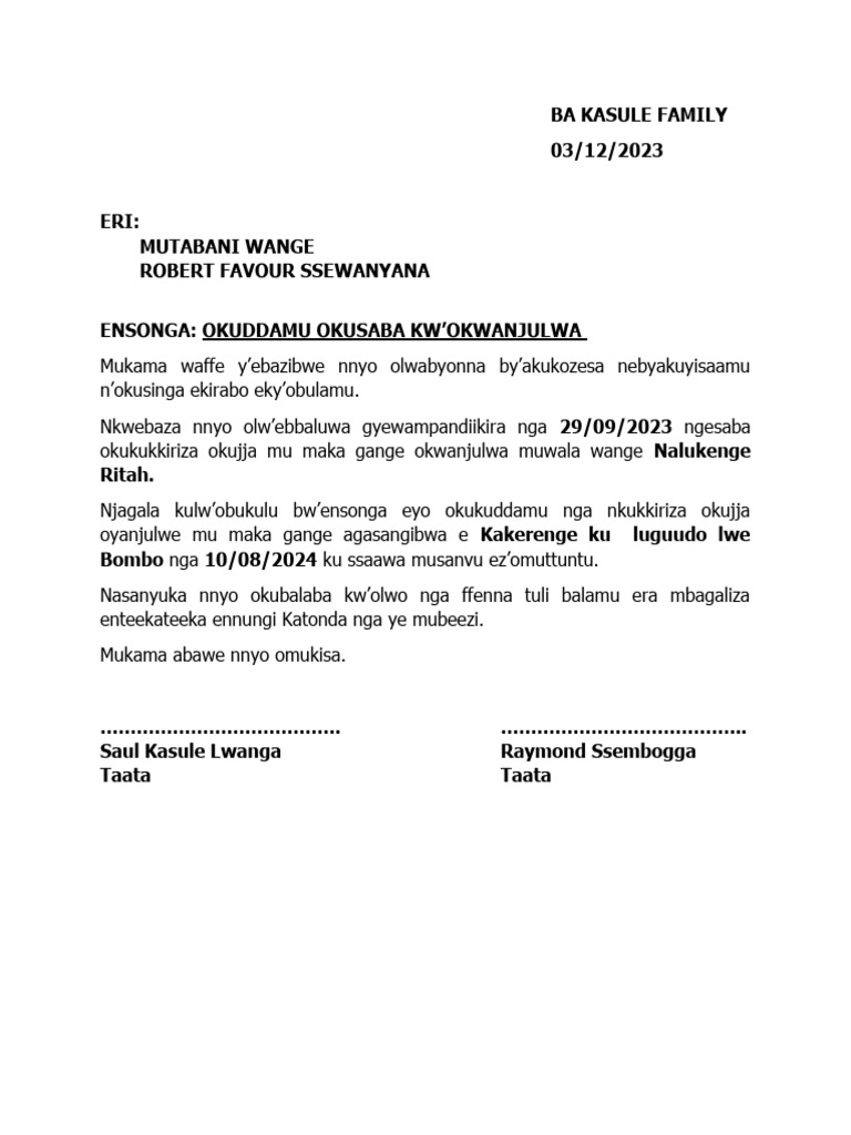 Ba Kasule Family | PDF