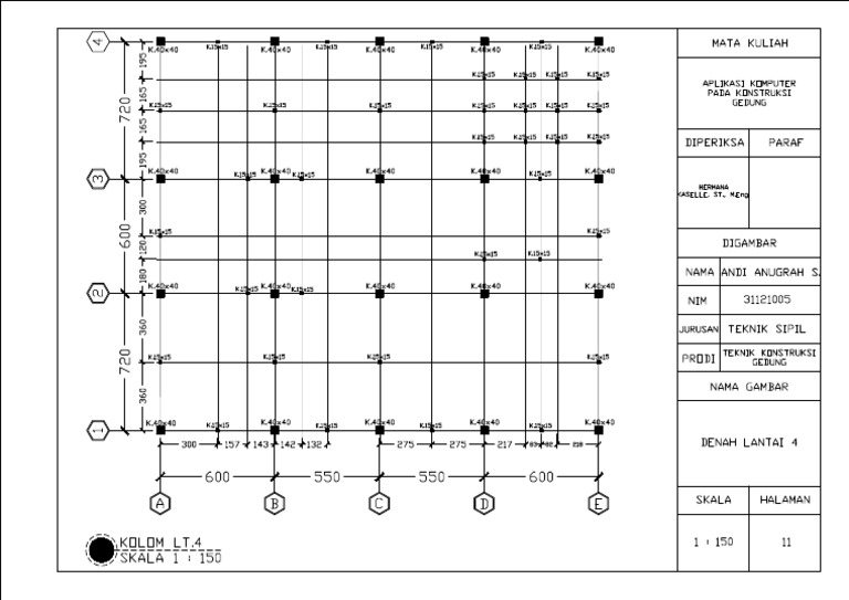 Denah Kolom Lt.4 | PDF