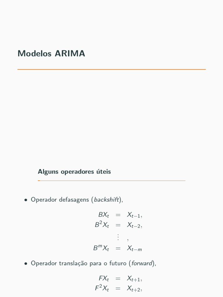 Modelos ARIMA e Operadores Matemáticos | PDF