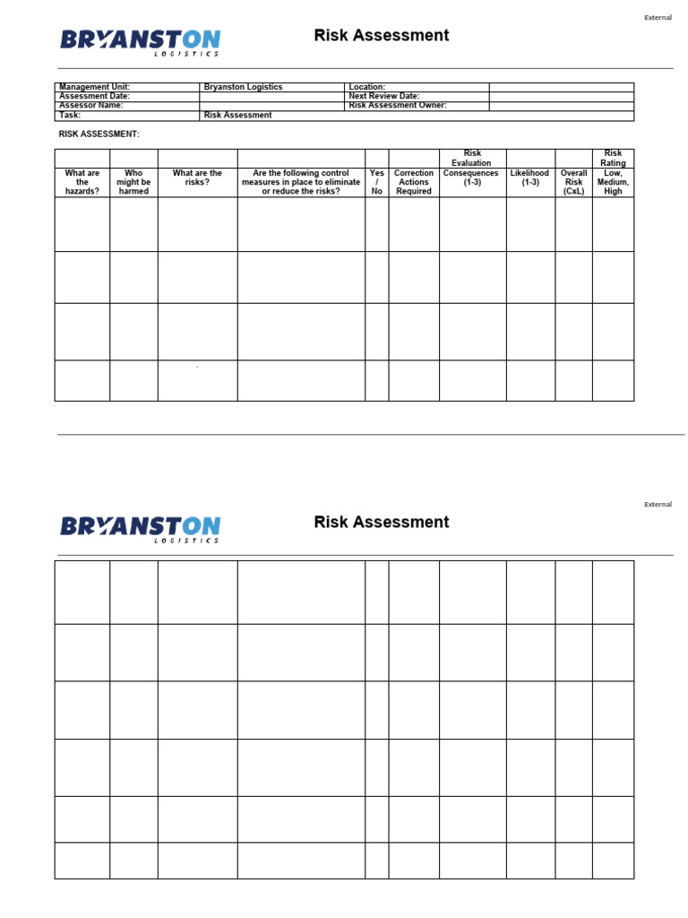 BRHL Risk Assessment | PDF | Risk | Risk Assessment