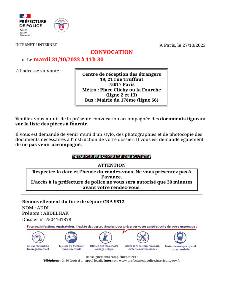 Convocation Préfecture | PDF