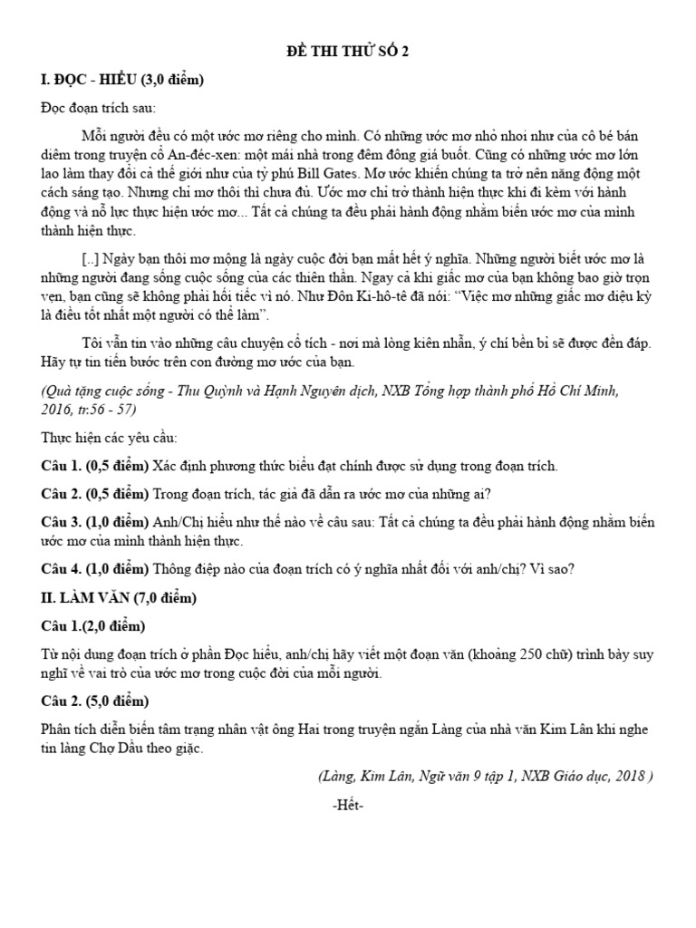 Thi Thu Van 10 | PDF